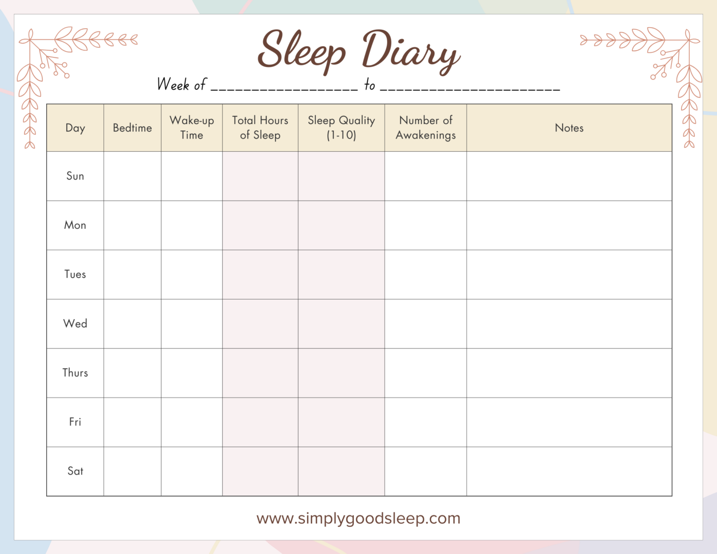 Daily Sleep Diary for Restful Nights | Simply Good Sleep